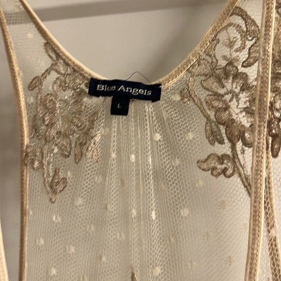 Vintage | Tops | Vintage Blue Angels Embroidered Lace And Bead Top ...